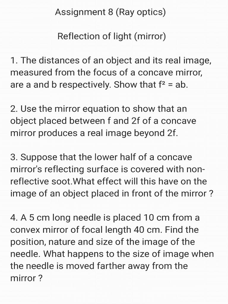 Ray Optics Questions | PDF