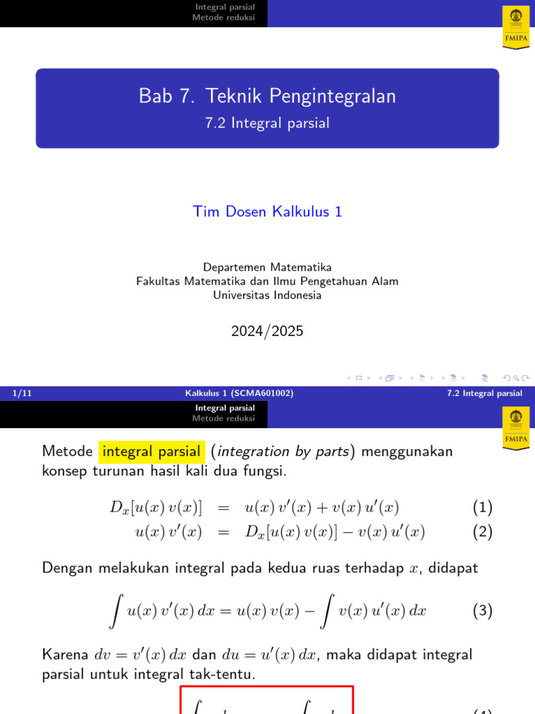 Metode Integral Parsial dalam Kalkulus | PDF