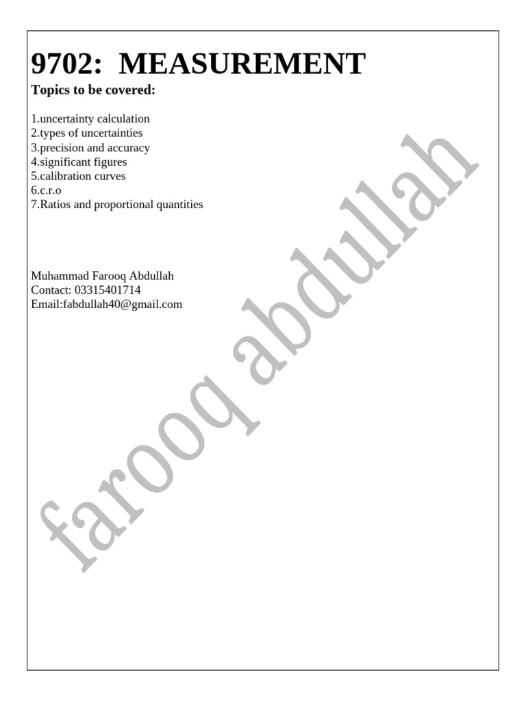 1..formulae For Calculating Uncertainities | PDF | Significant Figures ...