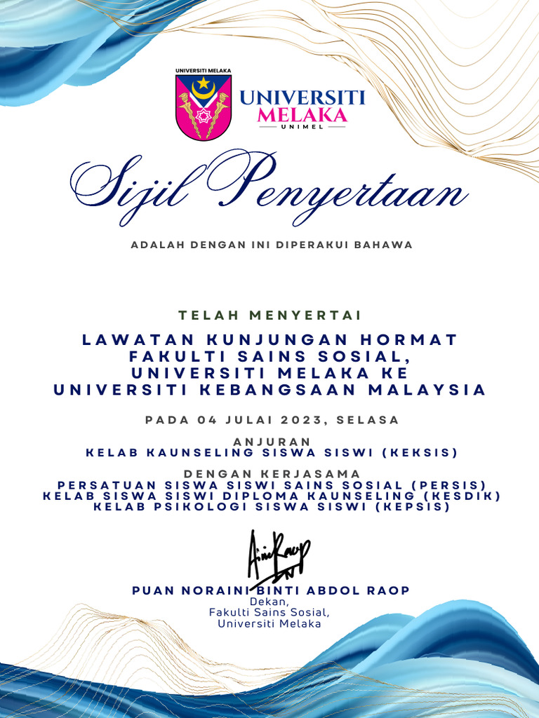 Sijil Kunjung Hormat Ke Ukm | PDF