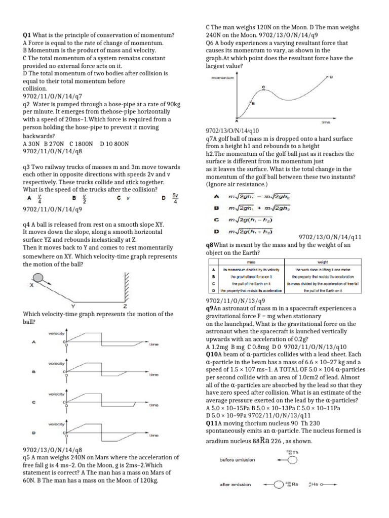 3.dynamics complete mcq practice | PDF | Force | Momentum