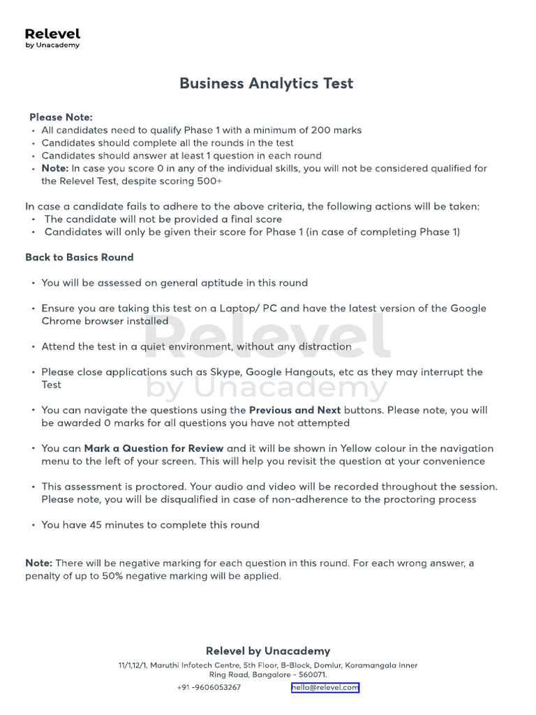 BA Relevel Test Guidelines | PDF | Computing