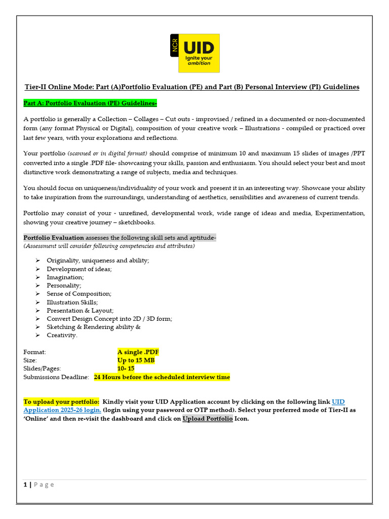 UID NCR Campus Tier II PE PI 2025 Guidelines 1 | PDF | Cognition