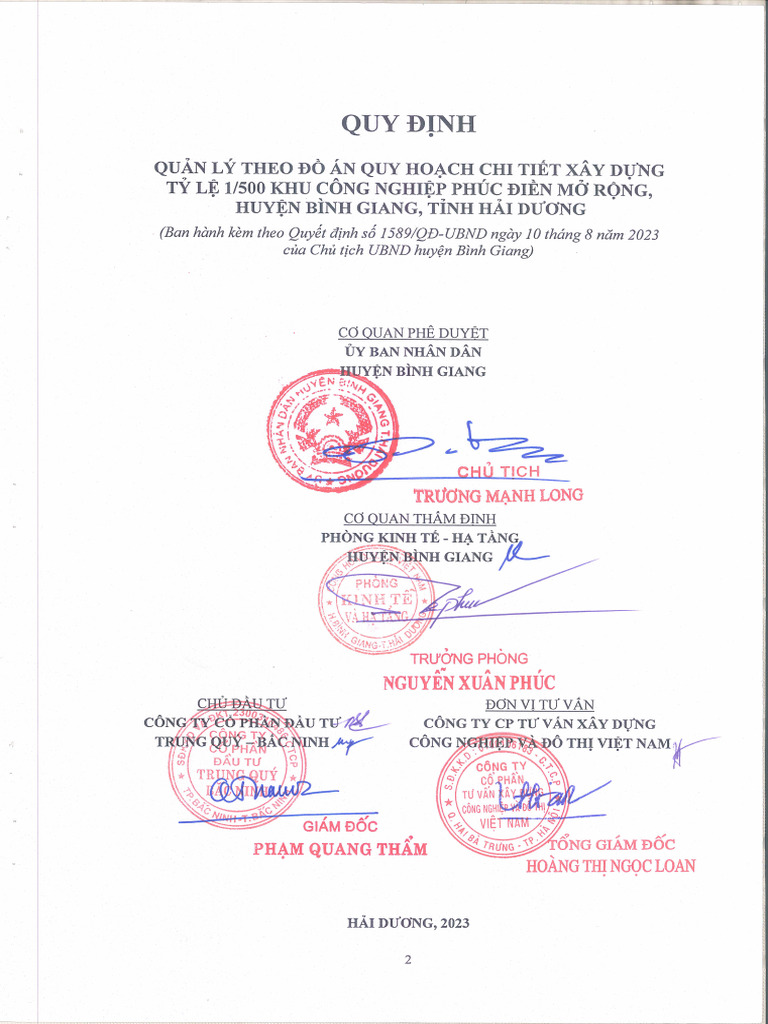 Quy Định QLQH Chi Tiết KCN Phúc Điền MR | PDF