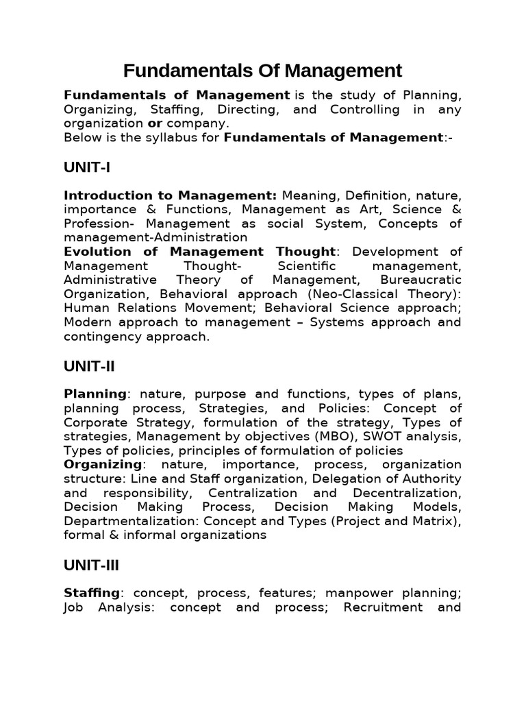 Fundamentals of Management | PDF | Leadership | Concept