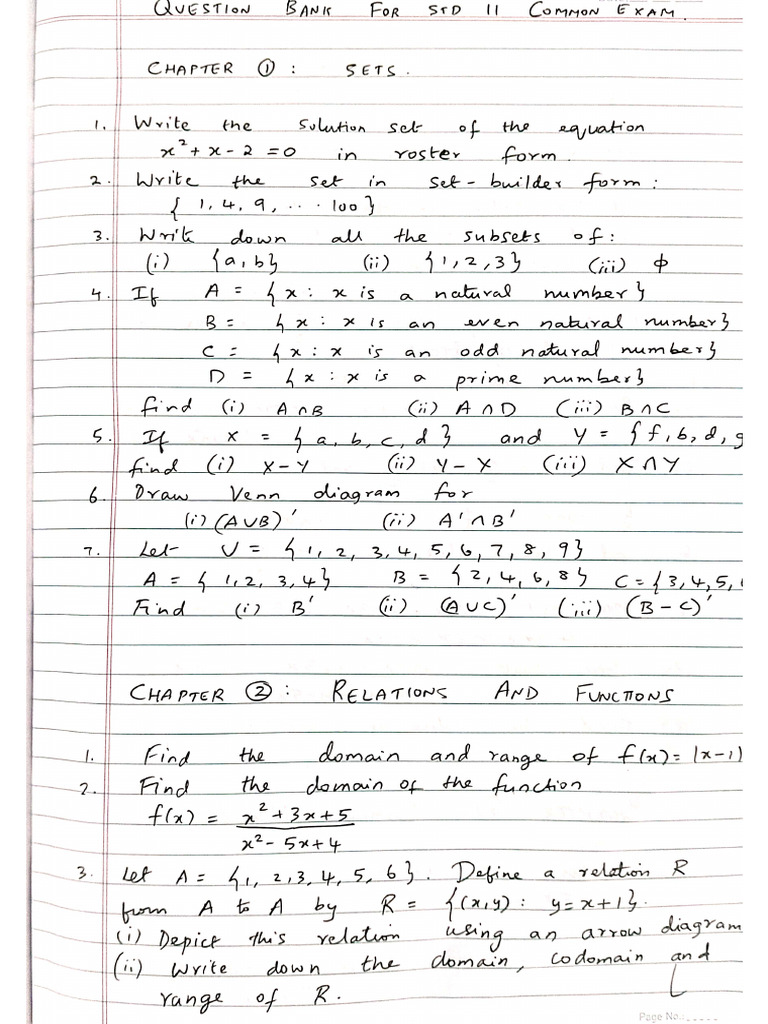 Maths Question Bank For Annual Exam | PDF