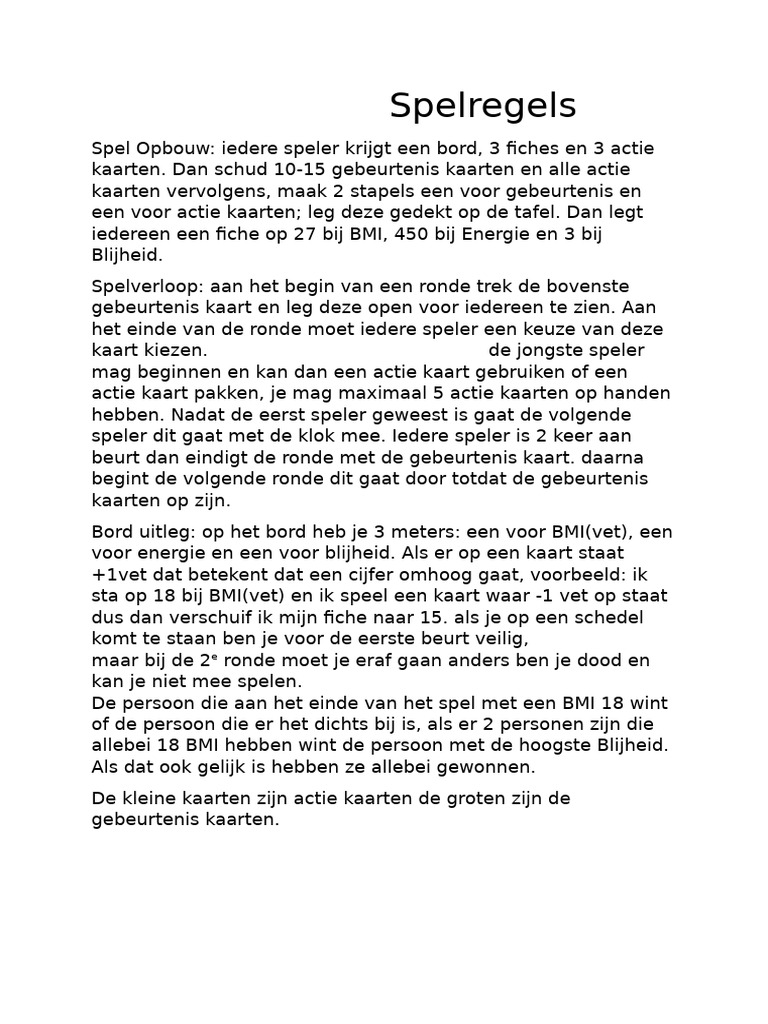 Spelregels O&O | PDF