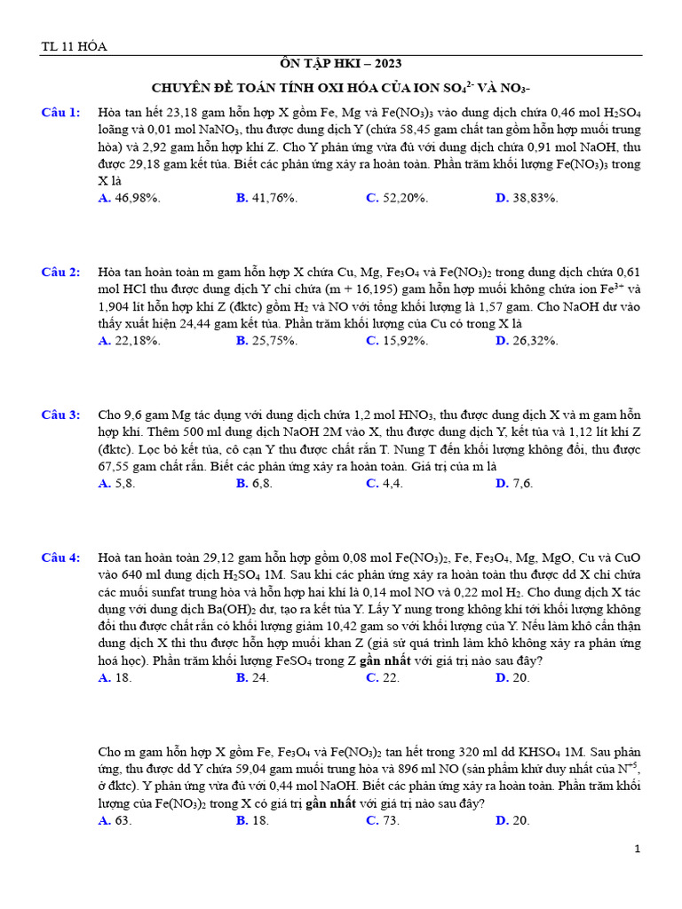 11m on Thi Hki CD Fe Hno3 | PDF