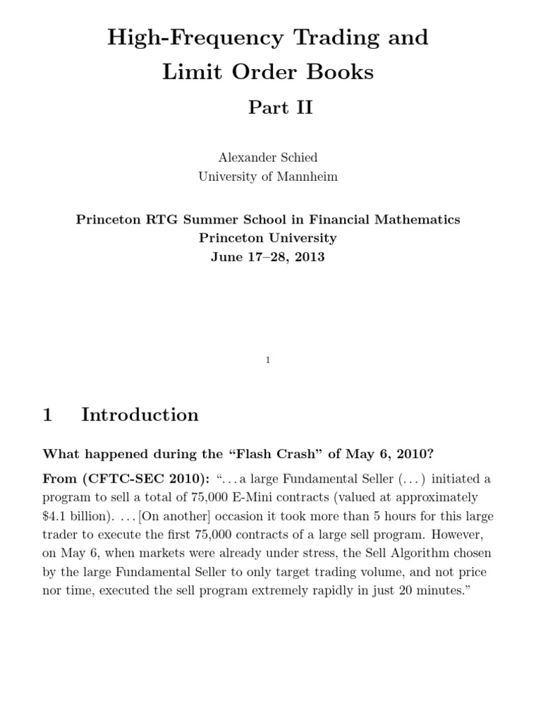 High-Frequency Trading and Limit Order Books | PDF | High Frequency Trading | Arbitrage