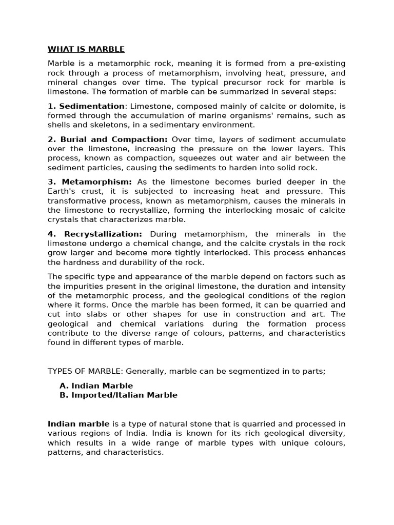 Marble | PDF | Limestone | Rock (Geology)