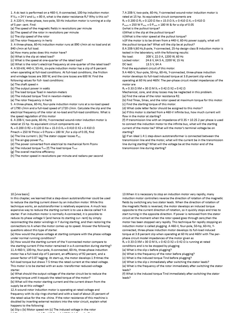 Induction Motor CHAPMAN Maths | PDF | Electric Motor | Electrical ...