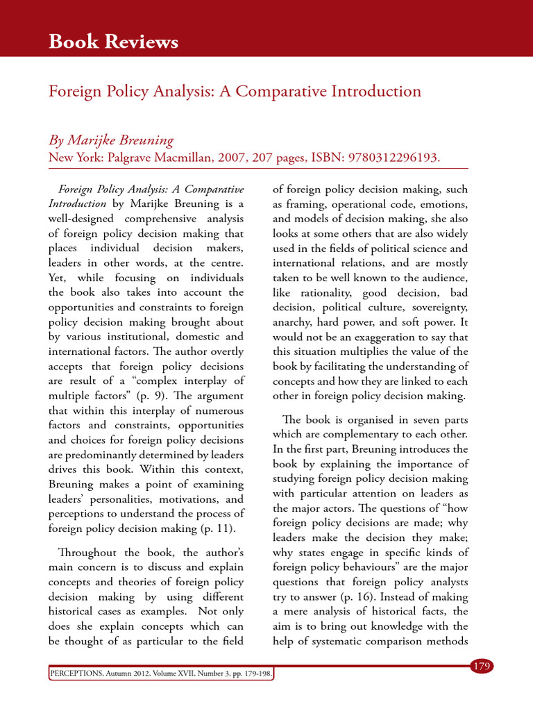 Foreign Policy Analysis A Comparative in | PDF | Decision Making | Psychology