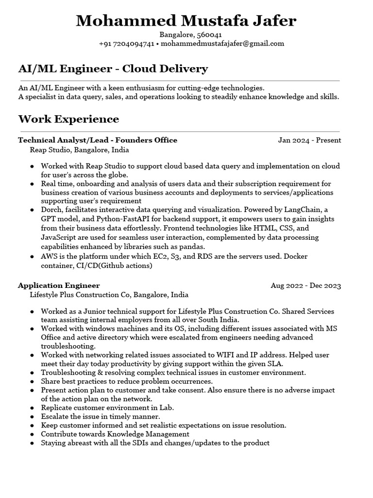 Mohammed Mustafa Resume | PDF | Cloud Computing | Communication
