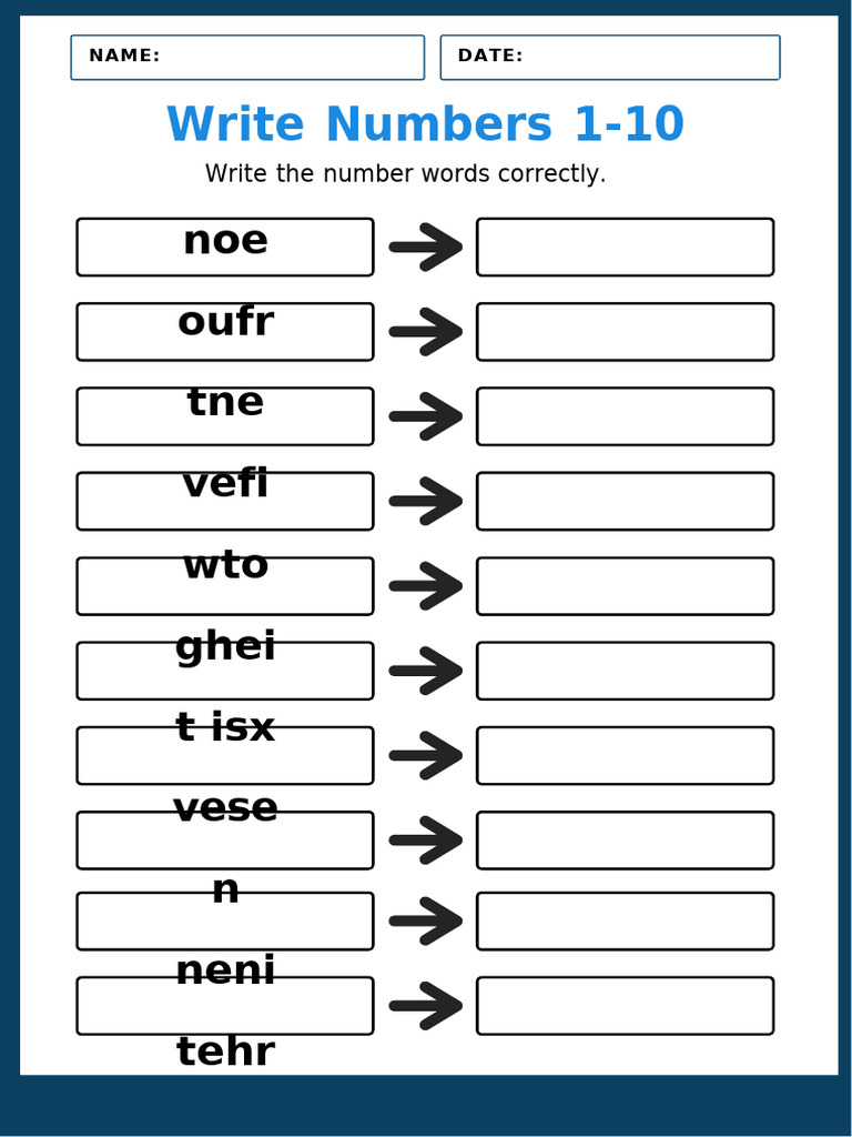Numbers As Words Worksheets PDF 5 | PDF