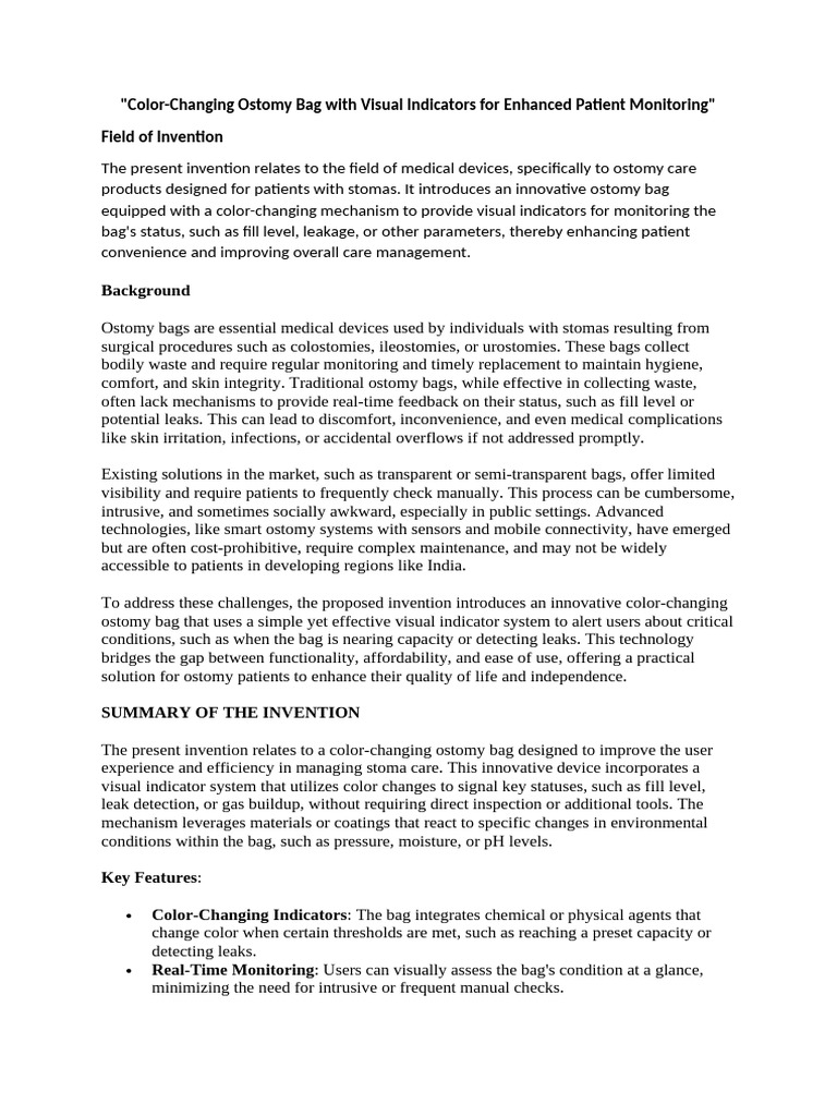 Color. ostomy bag docx | PDF | Leak | Health Care