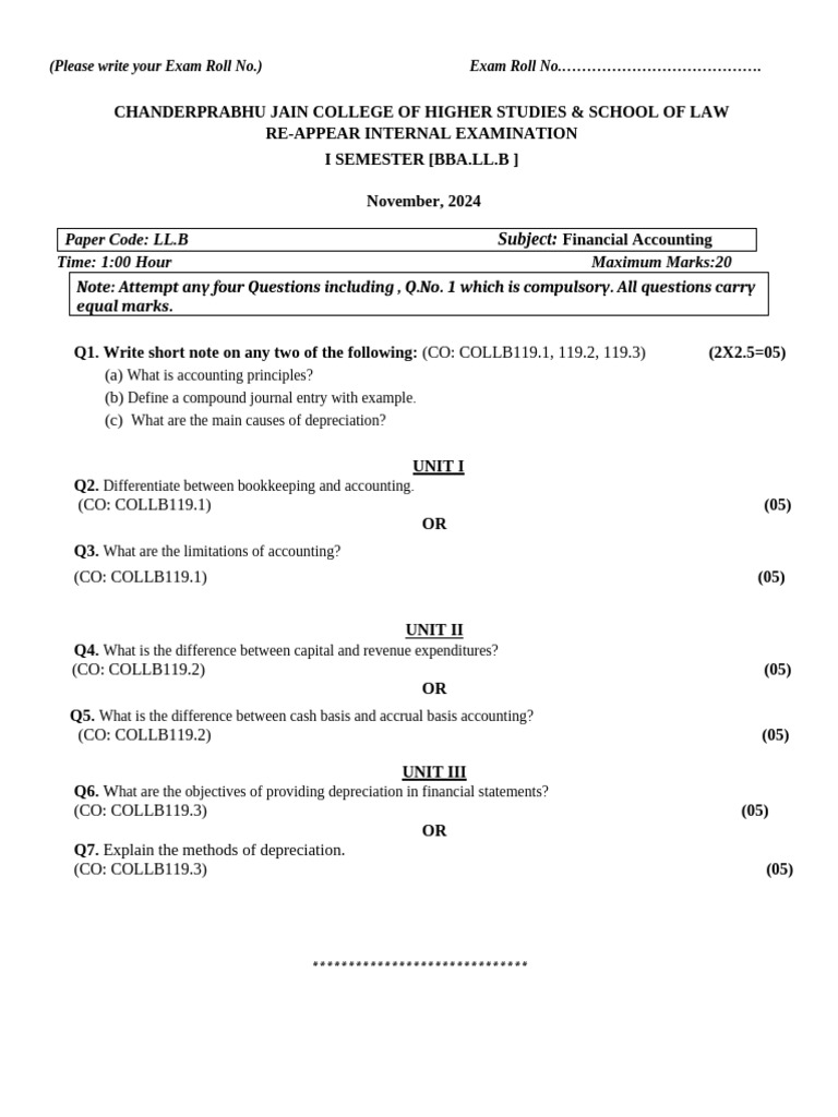 Financial Accounting Exam Paper | PDF