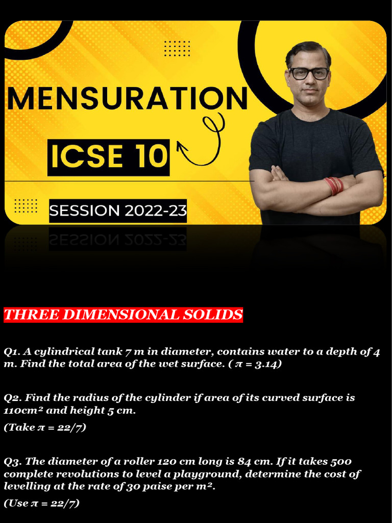 Three Dimensional Solids (Mensuration) | PDF | Sphere | Geometric Shapes