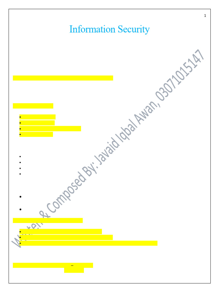 CS205 Information Security Week 01 | PDF | Information Security | Security