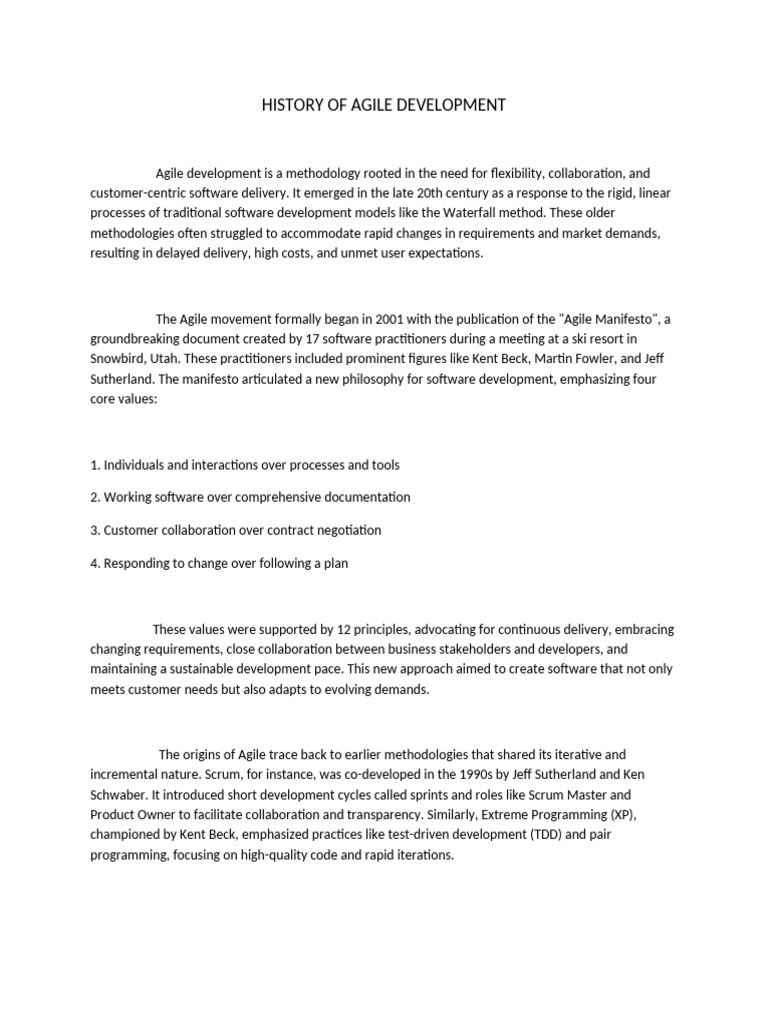 HISTORY OF AGILE | PDF | Agile Software Development | Software Development Process