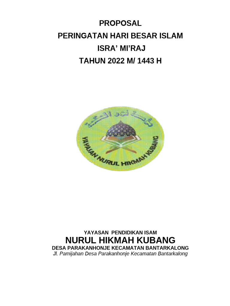 PROPOSAL ISRA' MI'RAJ 2022 YPI NHK - 1 (Autosaved)_090018 | PDF