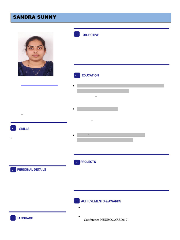 Sandra Sunny CV | PDF
