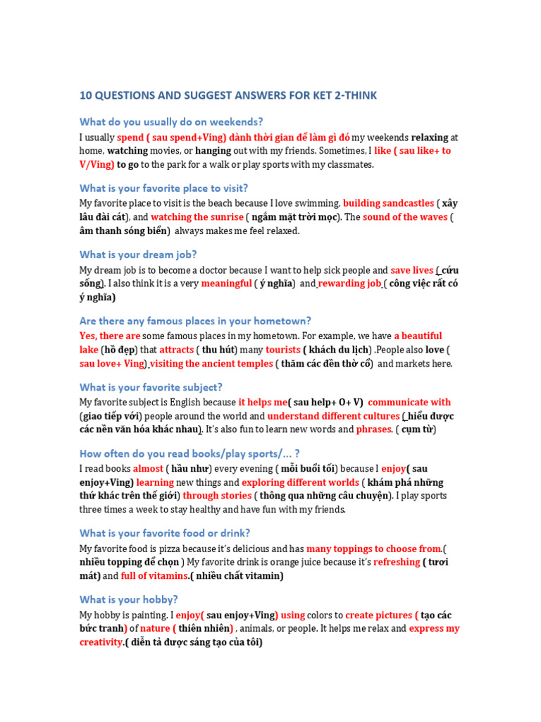 KET 2-THINK SPEAKING | PDF