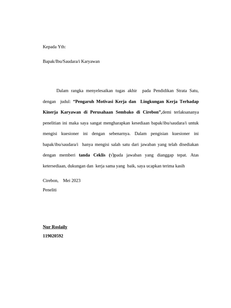 Angket Instrumen Penelitian (Kuesioner) | PDF