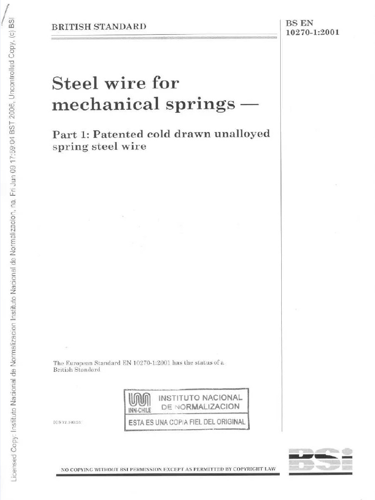 DIN en 10270 1 2001 | PDF