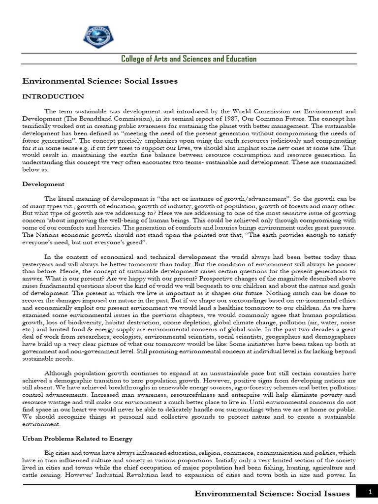 Environmental Science and Urban Issues | PDF | Ozone Depletion | Ozone