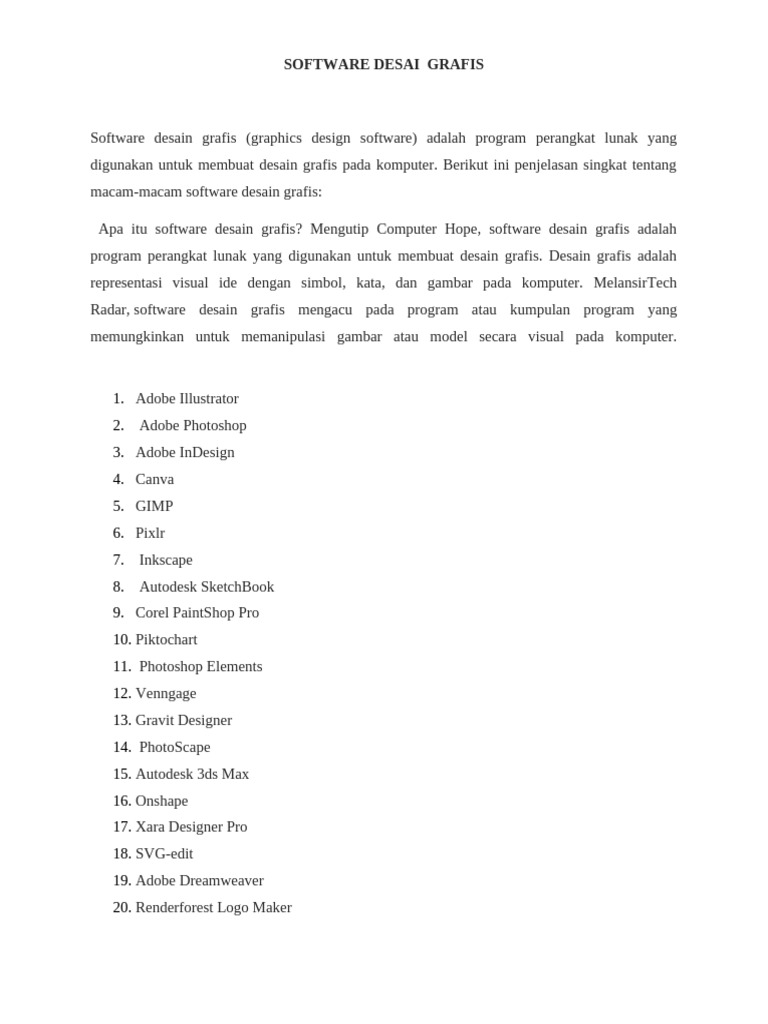 Software Desain Grafis Terbaik Gratis | PDF