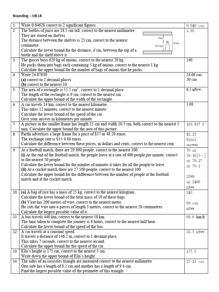 Rounding LB UB | PDF | Length | Significant Figures