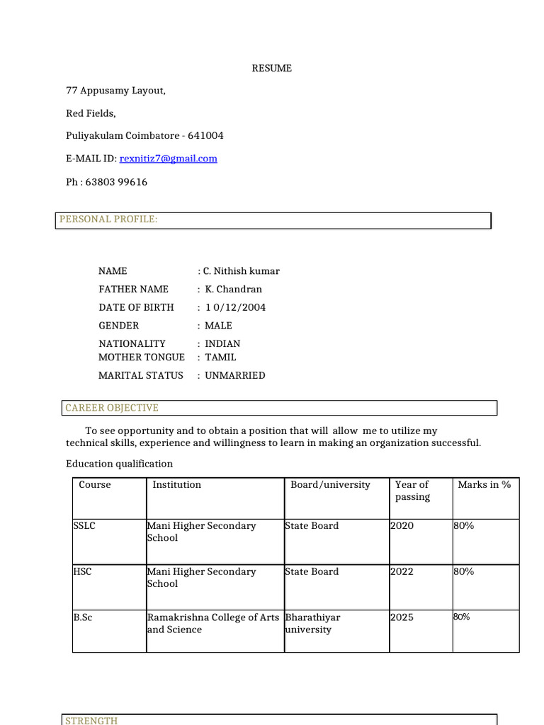 nithish resume | PDF