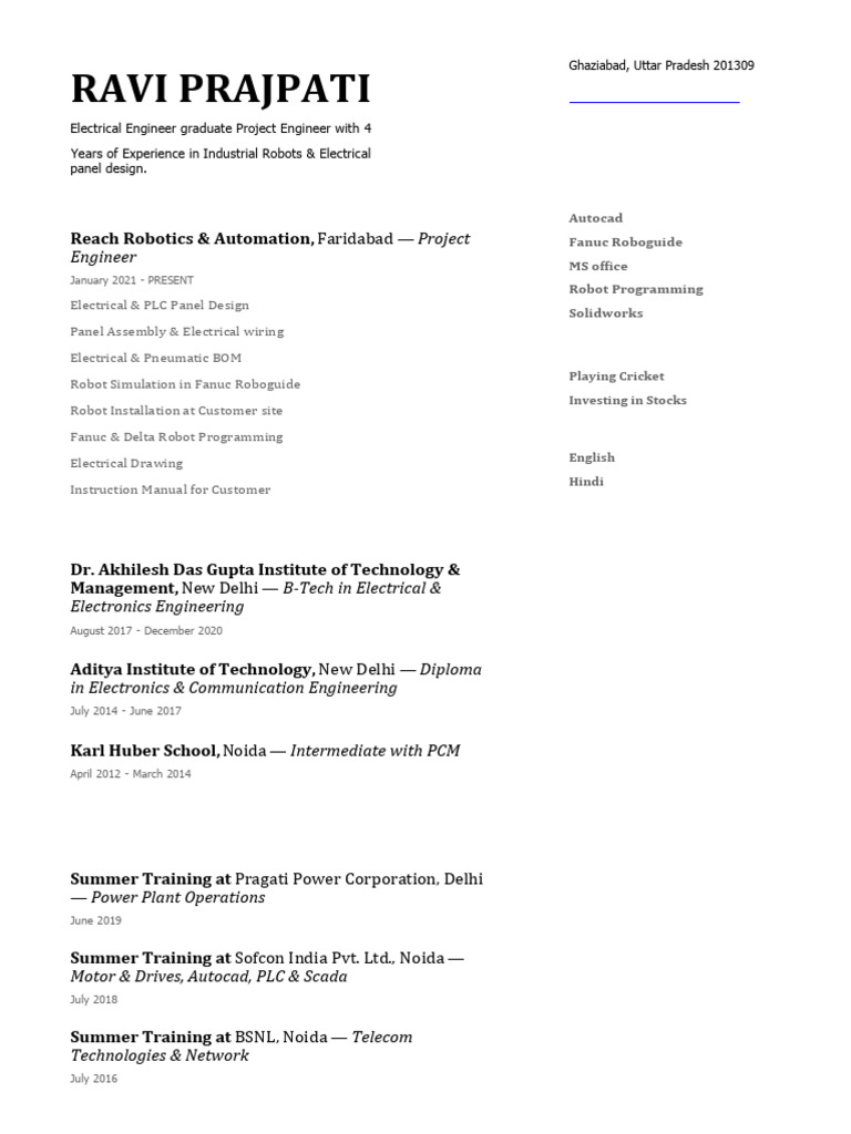 RAVI PRAJAPATI (ROBOTICS ENGINEER) | PDF