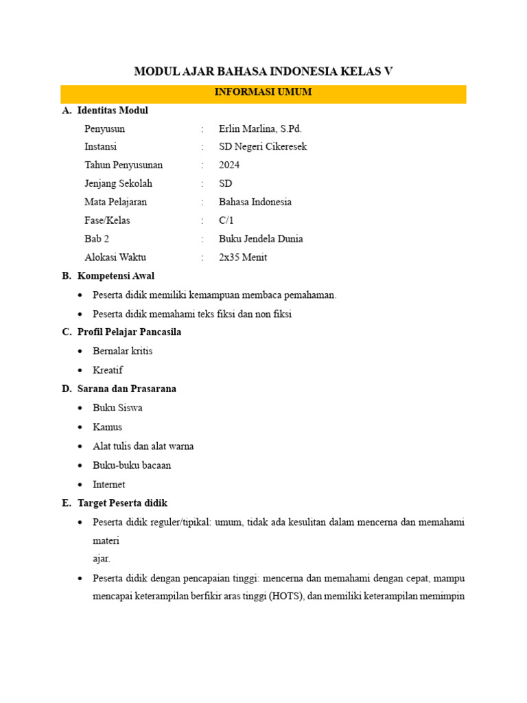 Modul Ajar Sastra | PDF