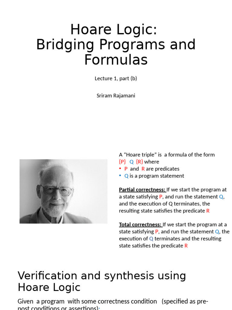 1(b) HoareLogic ProgramsAndFormulas | PDF | Mathematical Logic | Mathematics