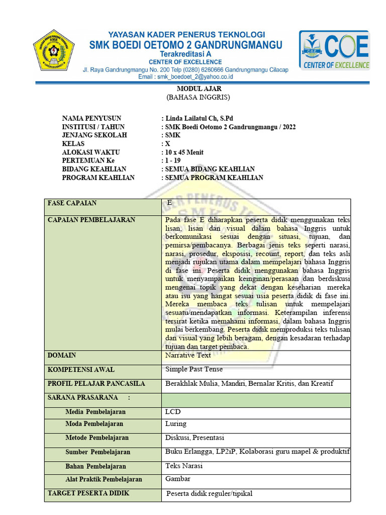 MA Fase E X Narrative Text | PDF