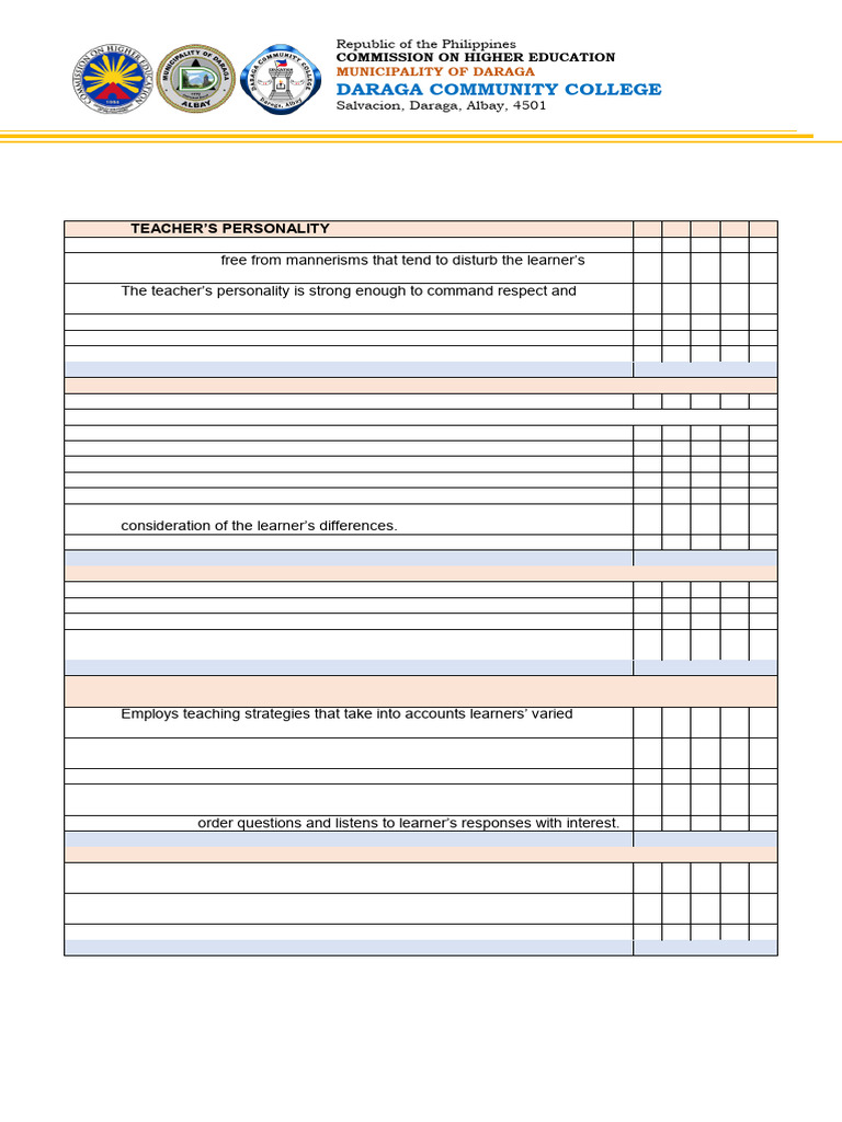 Evaluation Sheet for Demonstration Teaching v2 | PDF | Teachers | Learning