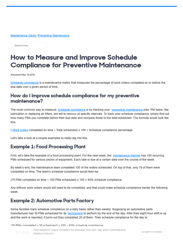 How To Measure and Improve Schedule Compliance For Preventive ...