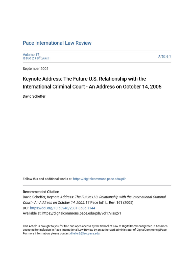 Keynote Address_ the Future U.S. Relationship With the Internatio | PDF | International Criminal ...