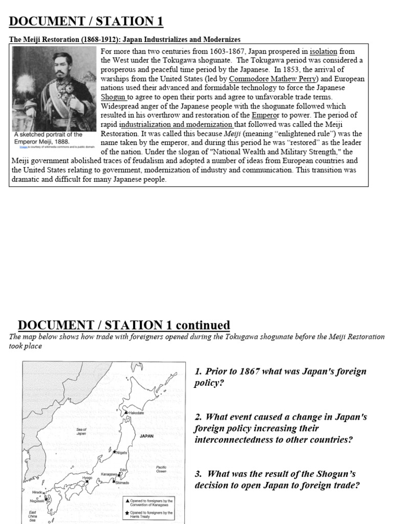 2025 Meiji Restoration Stations Student | PDF | Empire Of Japan ...