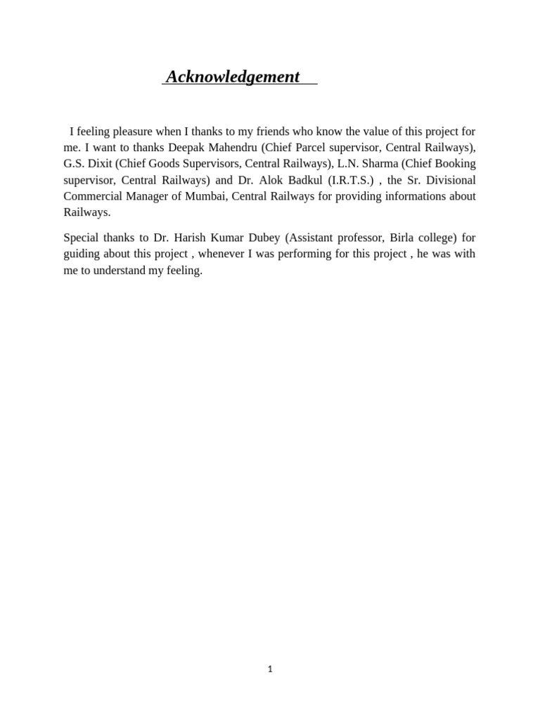 Acknowledgement (2) | PDF | Rail Transport