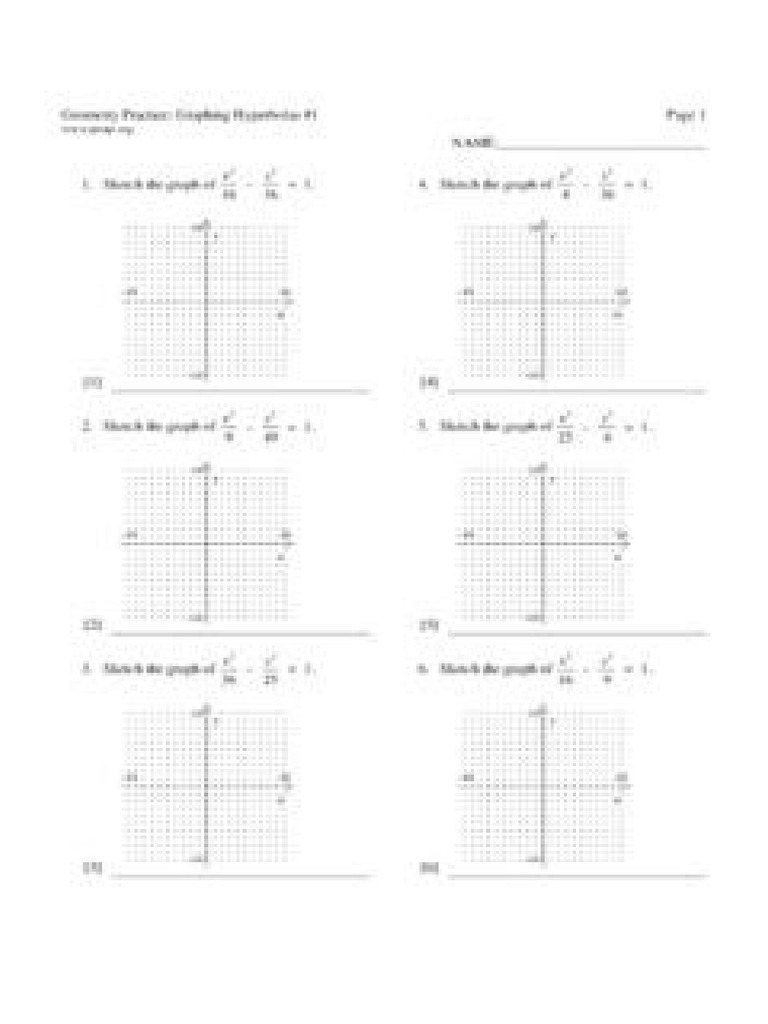 Hyperbola Worksheet | PDF