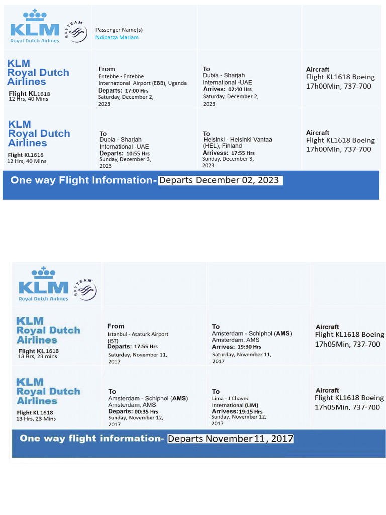 KLM FLIGHT AIR TICKET | PDF | Airlines | Aircraft