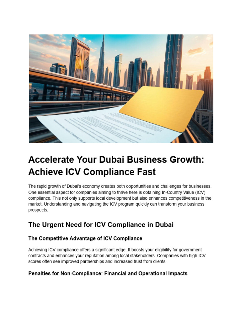 Accelerate Your Dubai Business Growth: Achieve ICV Compliance Fast | PDF | Supply Chain ...