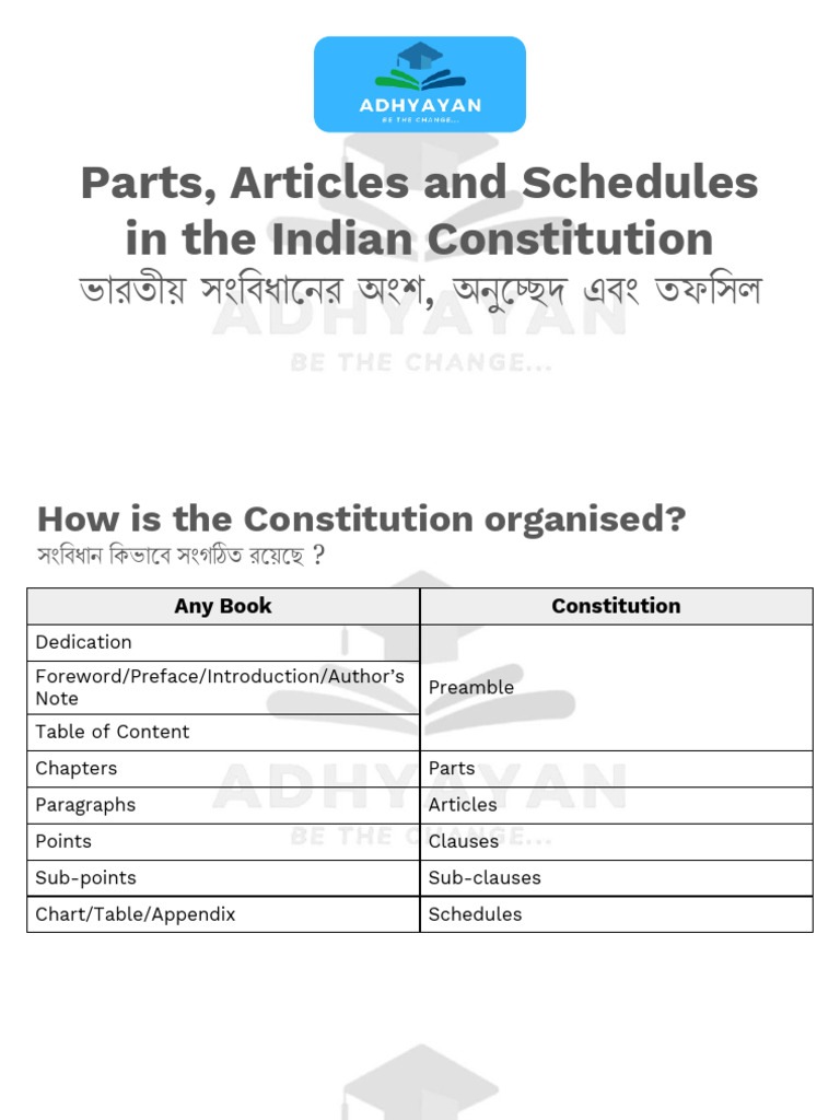 Structure of the Indian Constitution | PDF | Constitutional Law ...