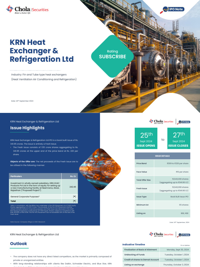 KRN Heat Exchanger and Refrigeration Ipo Note | PDF | Efficient Energy ...