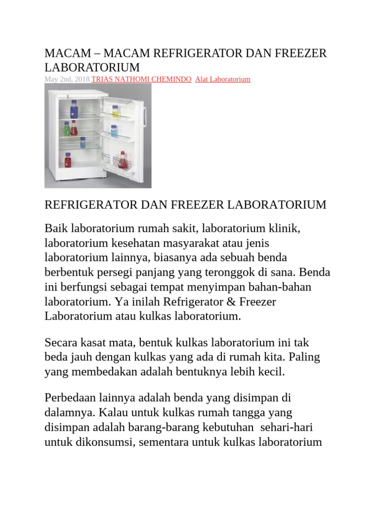 Macam-Macam Refrigerator Dan Freezer | PDF