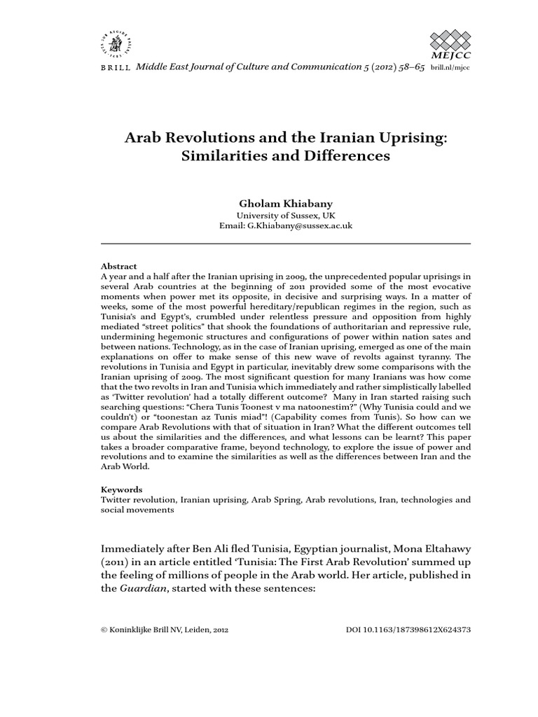 Comparing Arab Revolutions and Iran Uprising | PDF | Arab Spring | Islamism