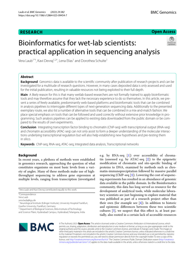 Bioinformatics For Wet Lab | PDF | Bioinformatics | Genomics