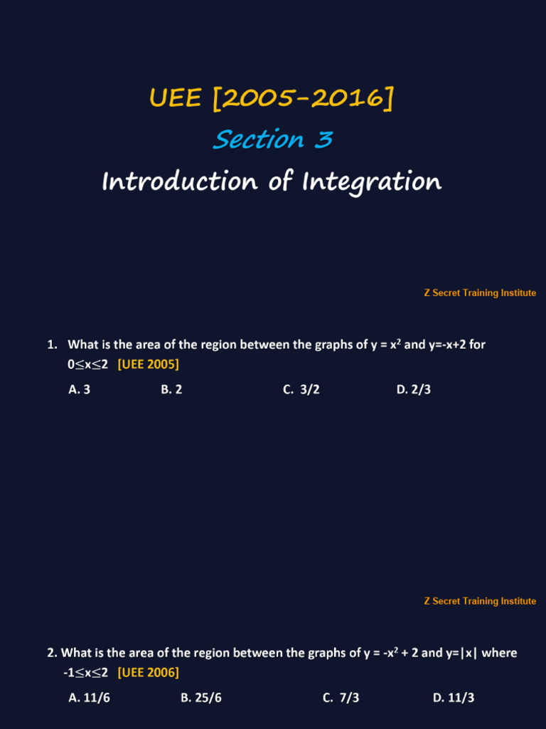 Section 3 Introduction to Integration UEE 2005-2016 | PDF